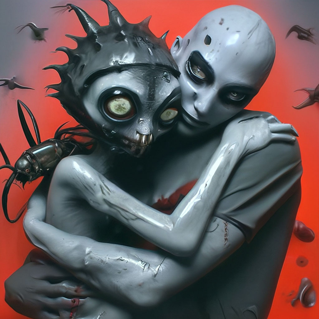 "Collage mutated 3d,scary nasty zoontropy hybrid slimy girl+coherent ...