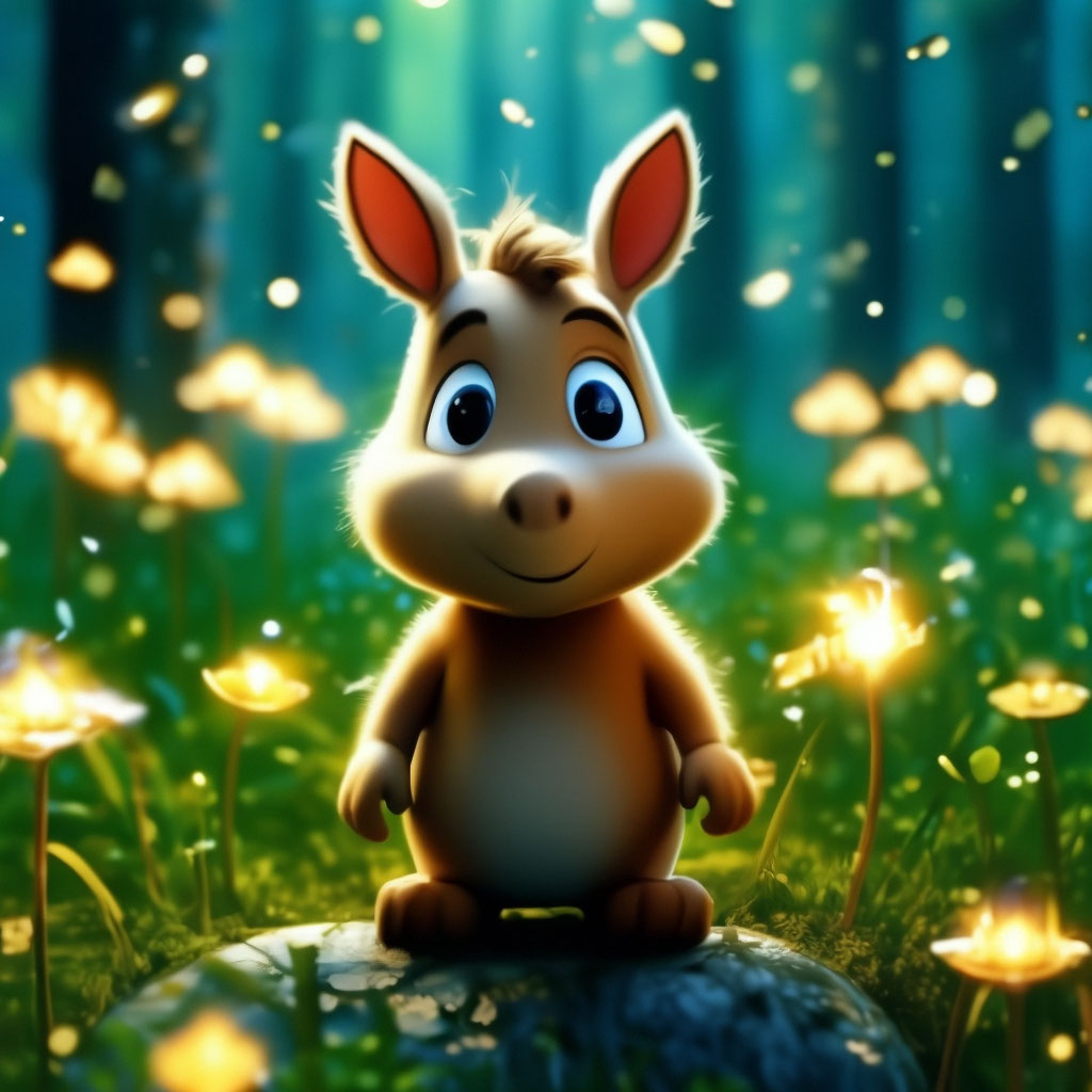 "Cartoon animal Sniff from the cartoon Moomins, standing in a green ...