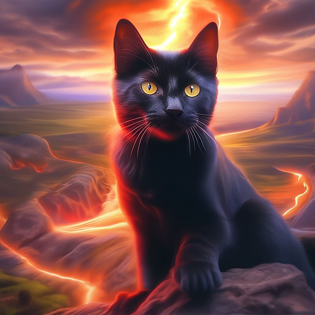 "Infernal,magic cat bayun,fabulous landscape, beautiful, professional ...