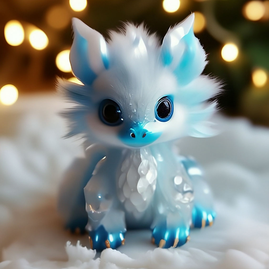 "Small fluffy crystal dragon, soft fur, mysticism, fantasy, fabulous ...