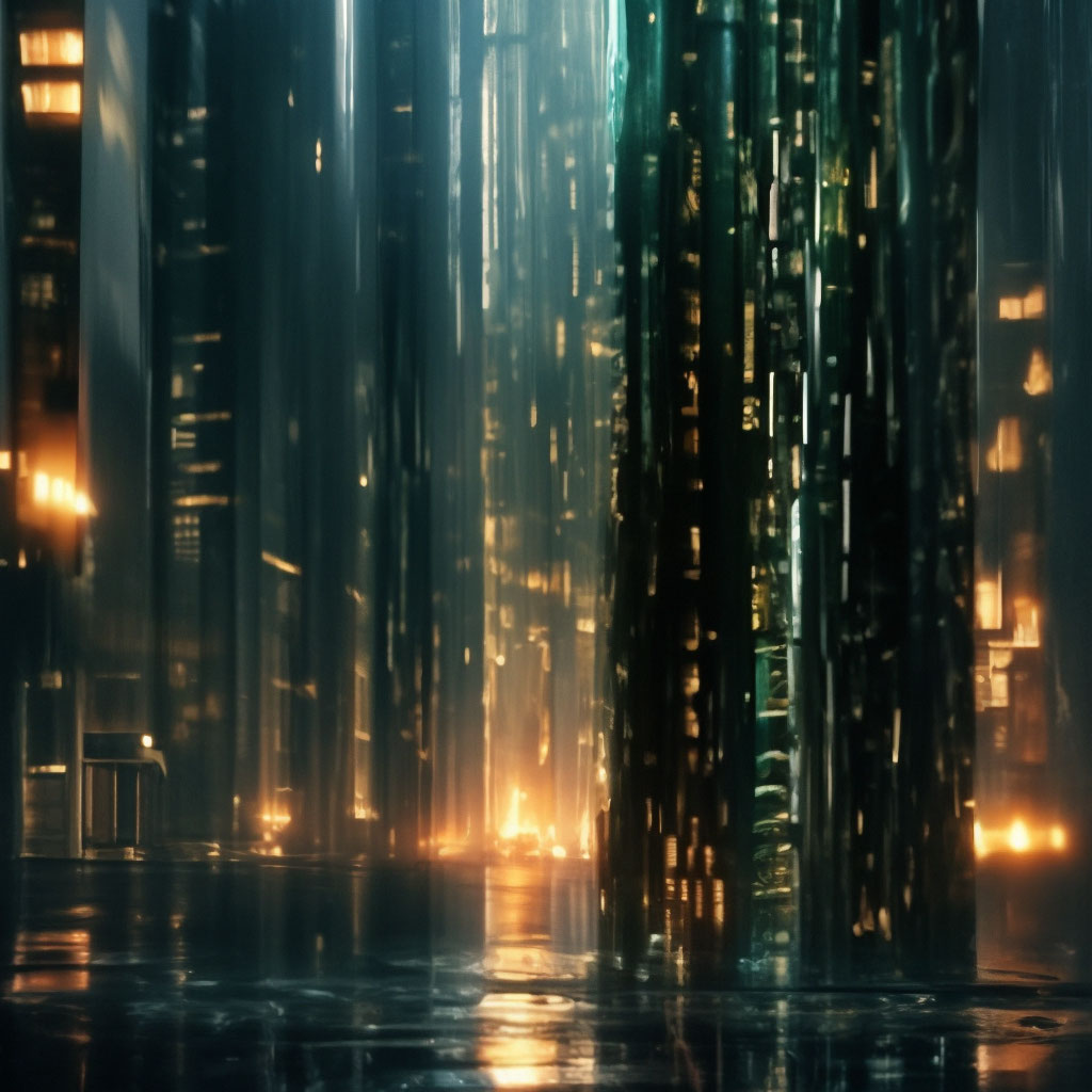 "Instead of rain, the matrix falls" — image created in Shedevrum