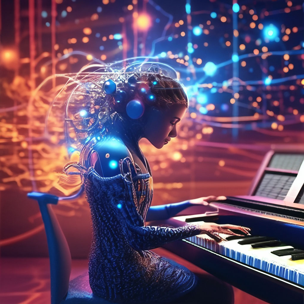 "Neural network music" — image created in Shedevrum
