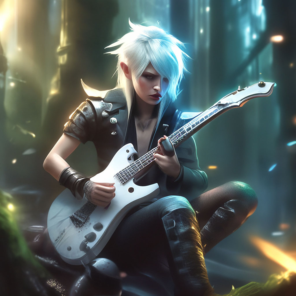 "Elf punk guitarist. conceptual art. high quality high resolution ...