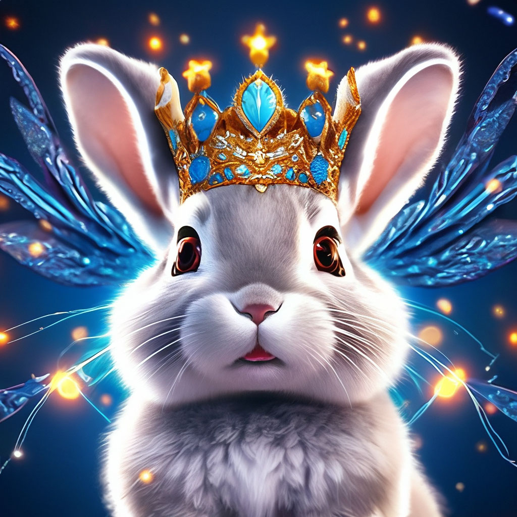 "Magical fluffy bunny with bright eyes…" — image created in Shedevrum