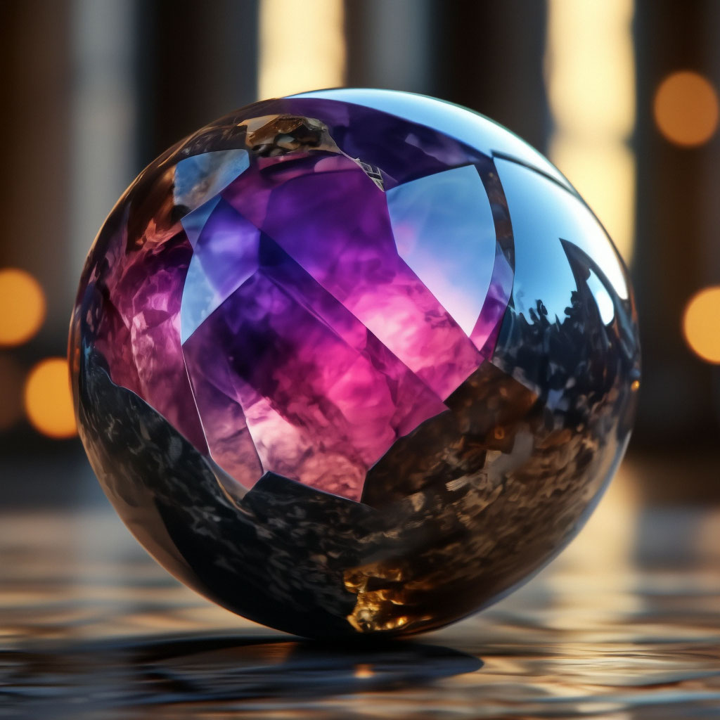 "Gemstone sphere in a silvery twilight atmosphere, ultra-realistic ...