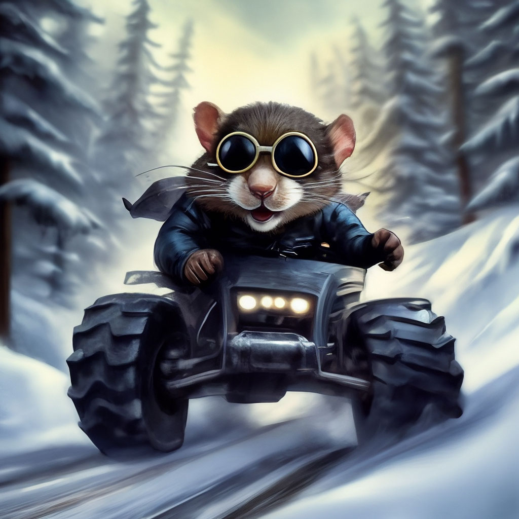"Freaky-form crazy mole in black glasses rushes through the winter ...
