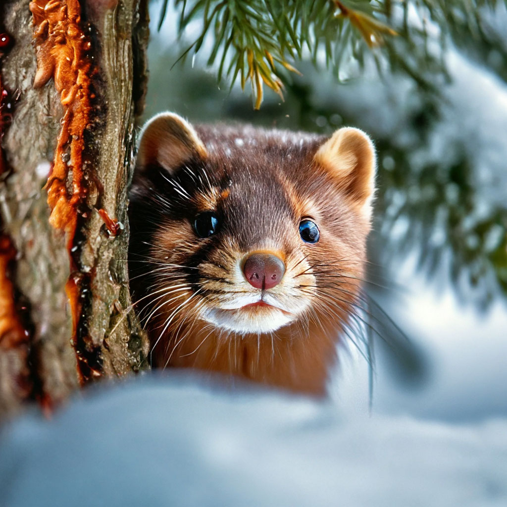 "A charming, pop-eyed, slyly and maliciously smiling mink peeks out ...