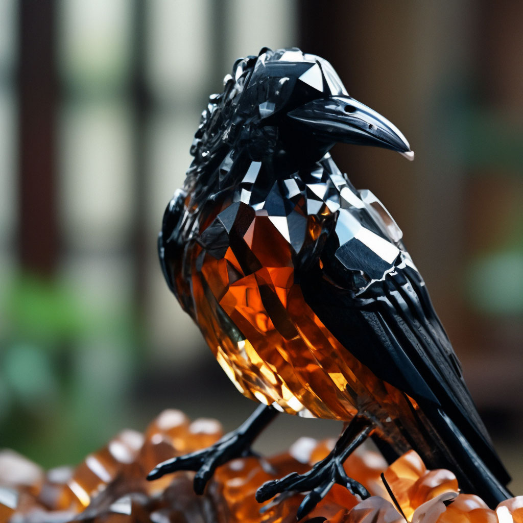 "A crow made of crystal" — image created in Shedevrum