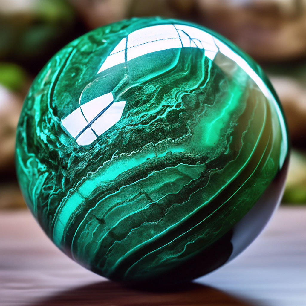 "Sphere made of ural malachite, beautiful, aesthetically pleasing ...