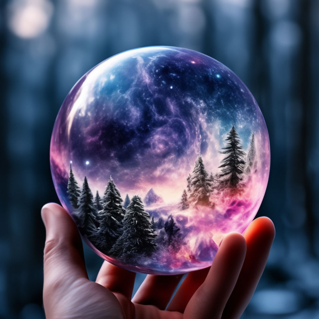 "Epic crystal watermelon with a glowing galaxy inside, planets ...