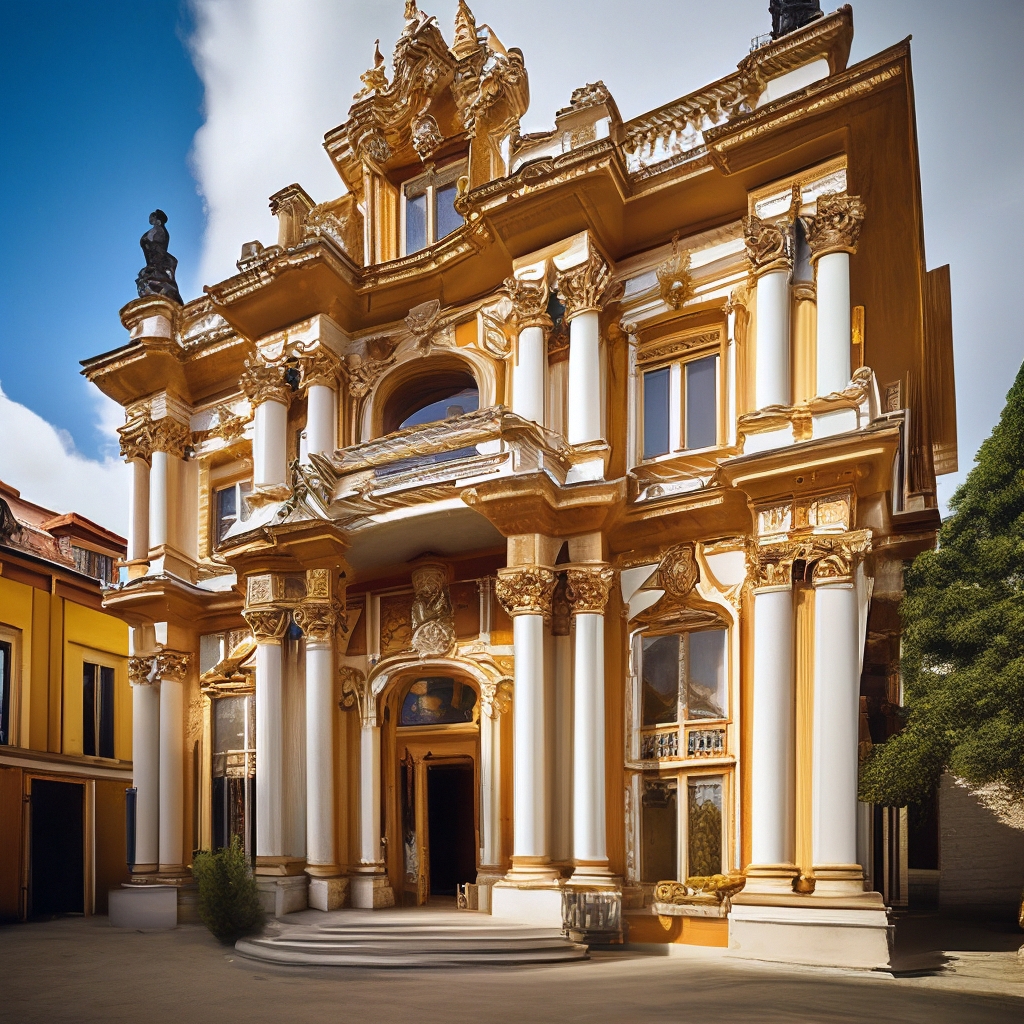 "House with baroque architecture in the style of cedar architecture ...