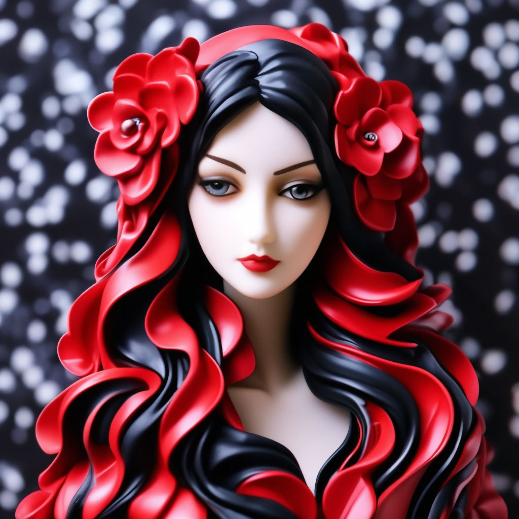 "Meringue cake in the form of a beautiful black and red girl with a ...