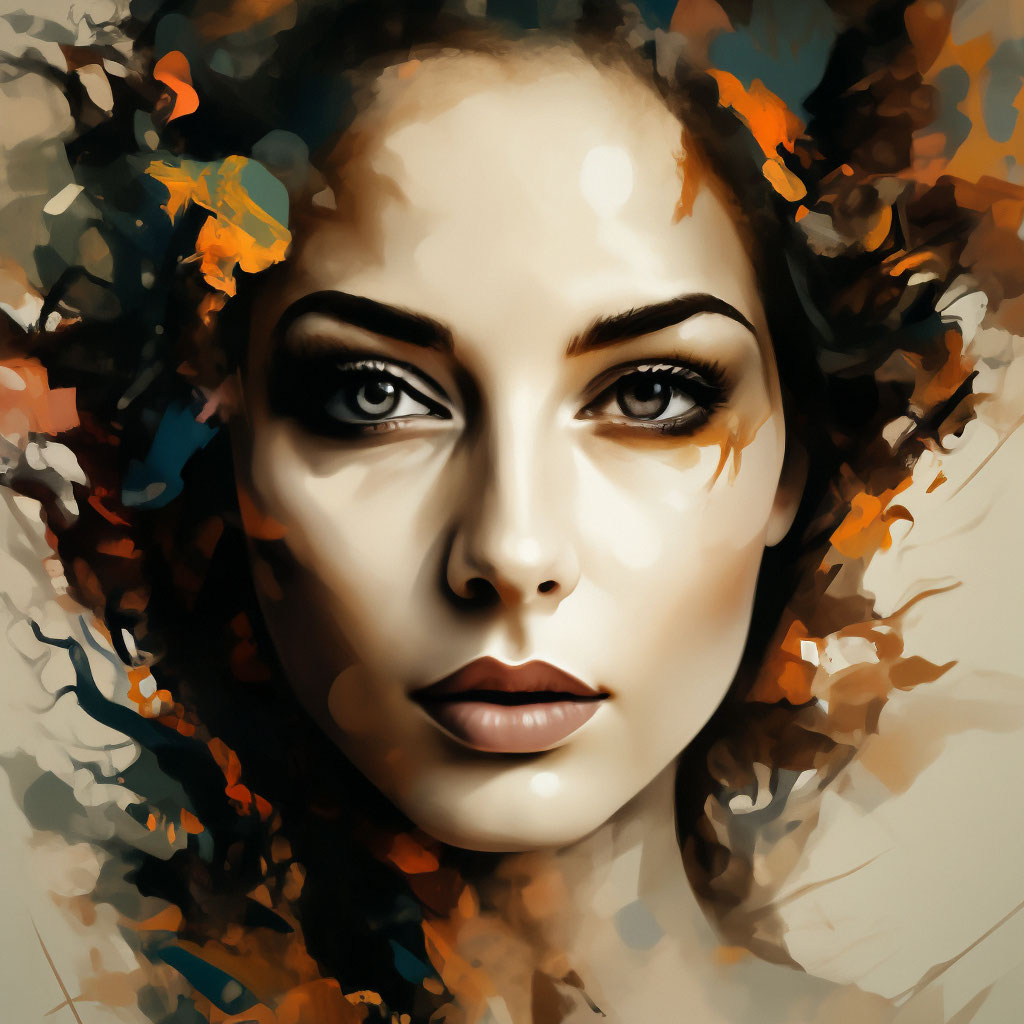 "Abstract illustration of a female face" — image created in Shedevrum