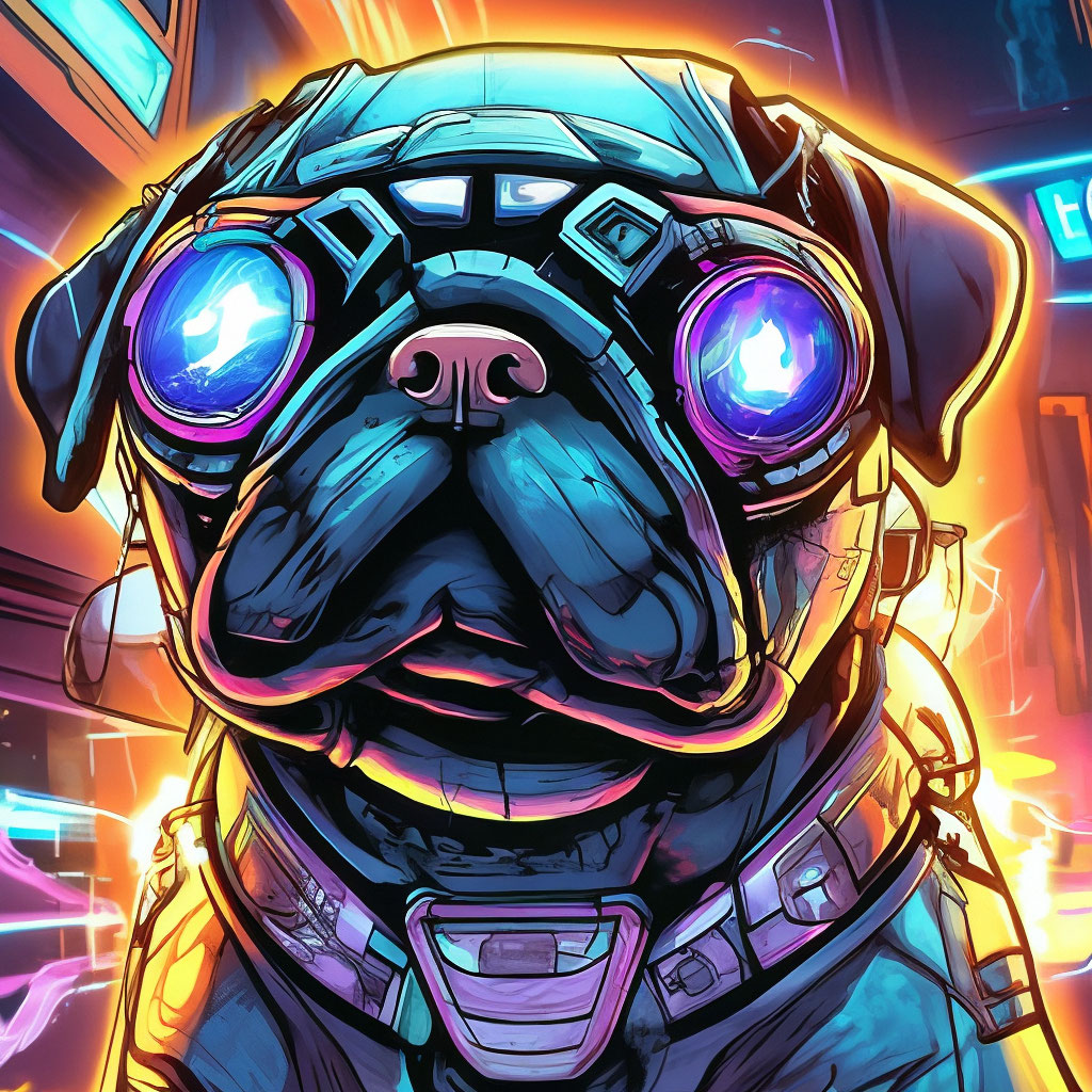 "Cyber pug" — image created in Shedevrum