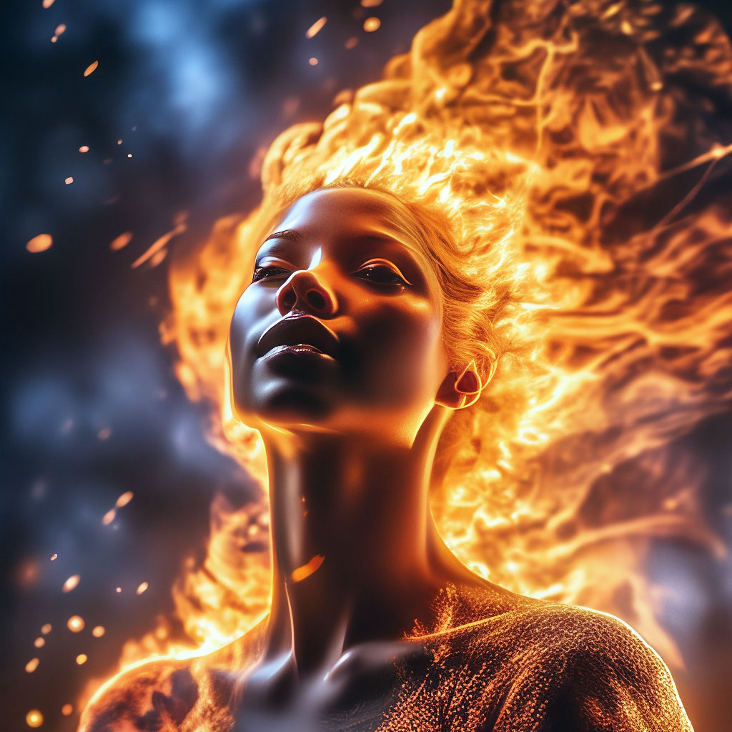 "Fire in human form,fire elemental,fire and ectoplasm,transparency ...