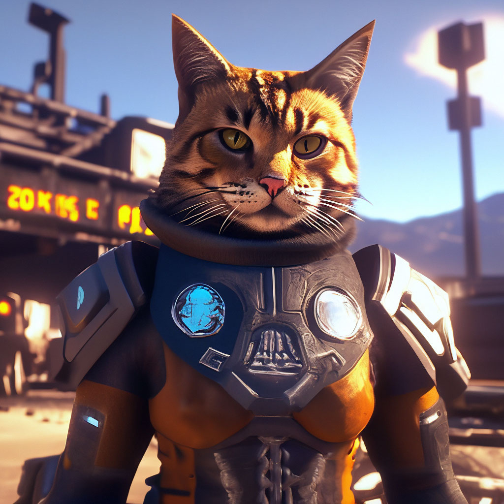 "Cat in the fallout universe, Brotherhood of Steel, 4k" — image created ...
