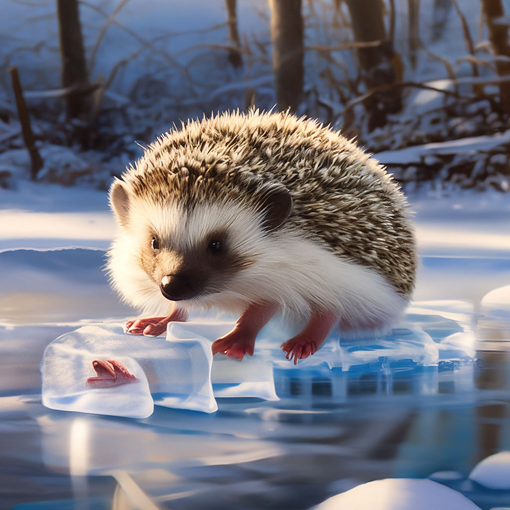 "Hedgehog on ice" — image created in Shedevrum