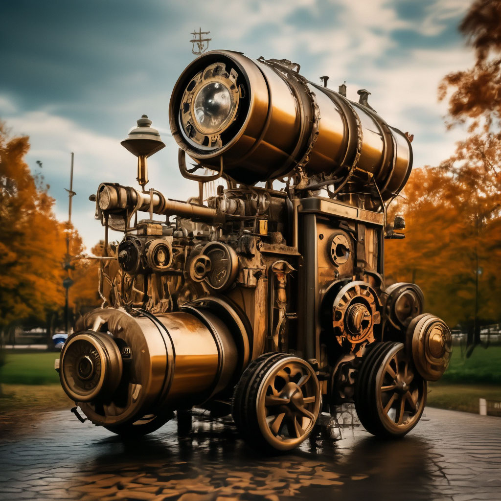 "⚙⚙⚙ a power attraction in the park. Steampunk" — image created in ...