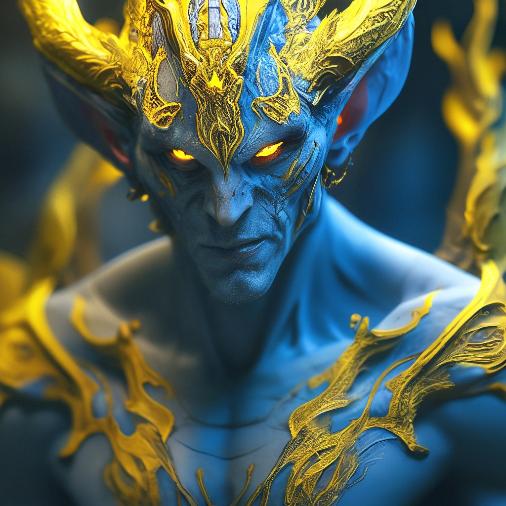 "Handsome man demon, full-length, fantasy art, horror, yellow blue ...
