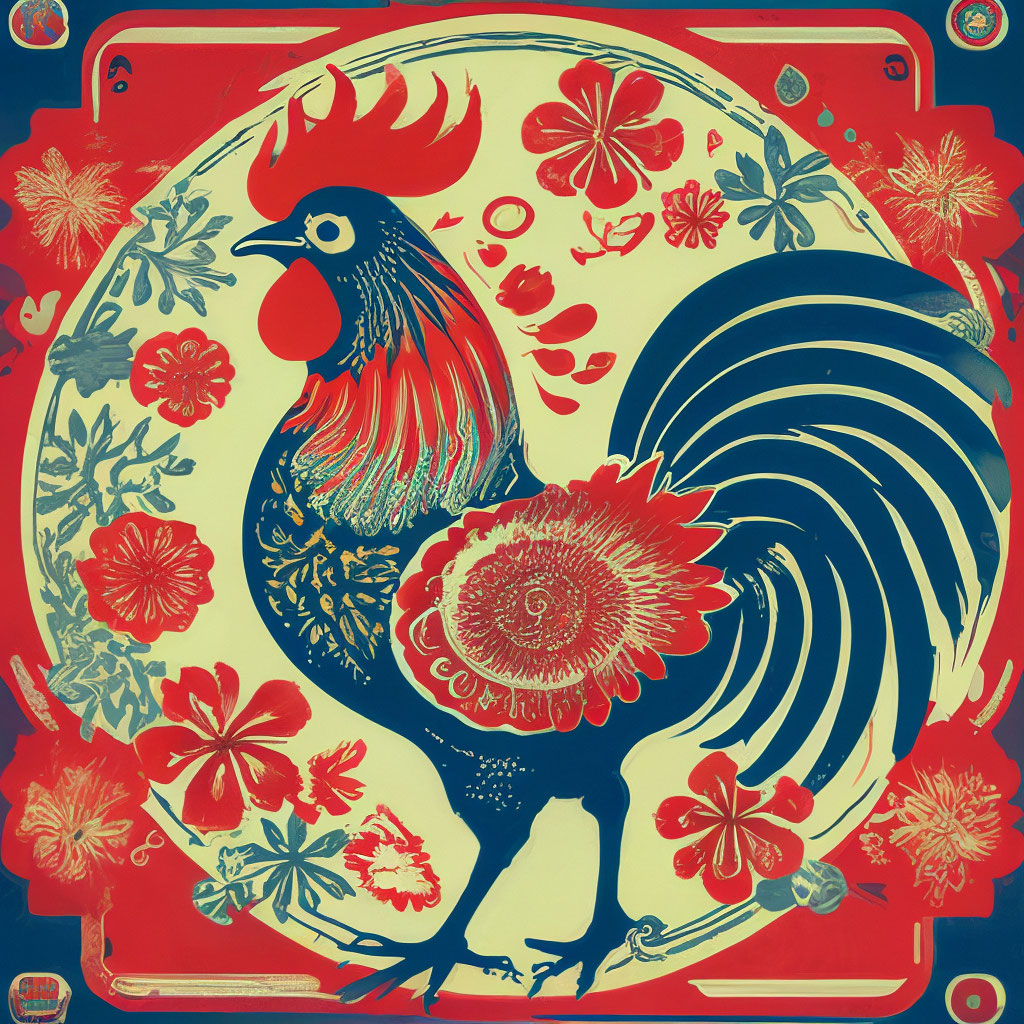 "Year of the rooster, chinese horoscope, vector graphics, beautiful ...