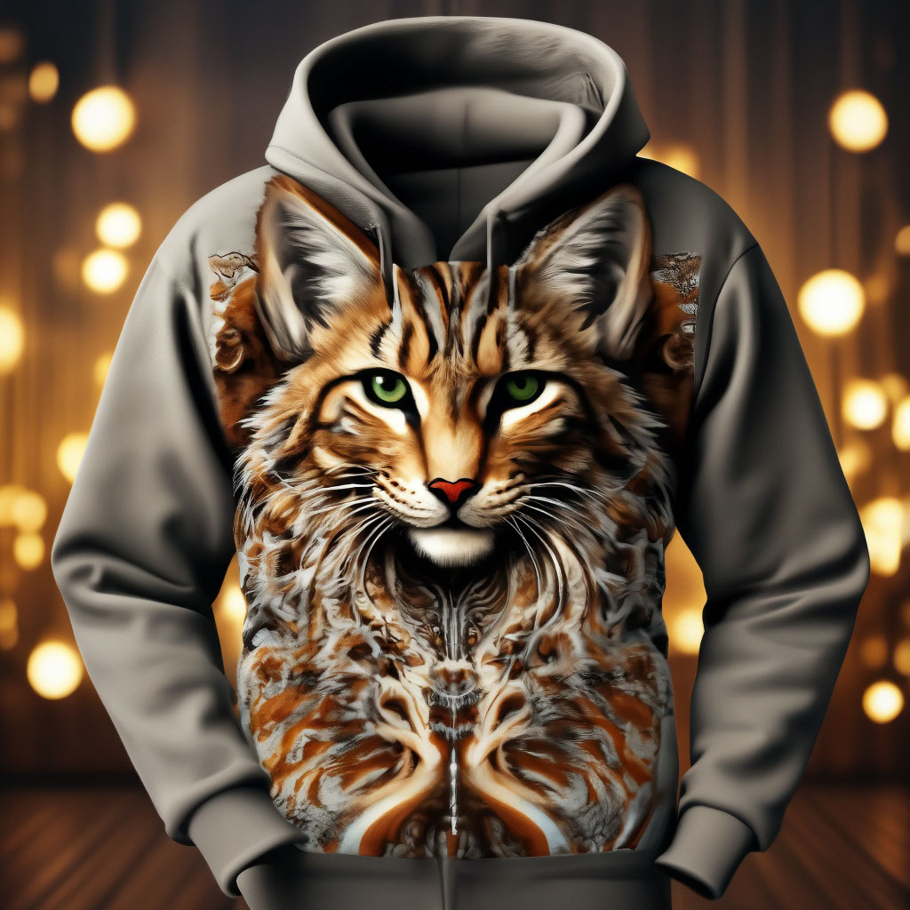 "Hoodie New Year's family bow lynx fractal" — image created in Shedevrum