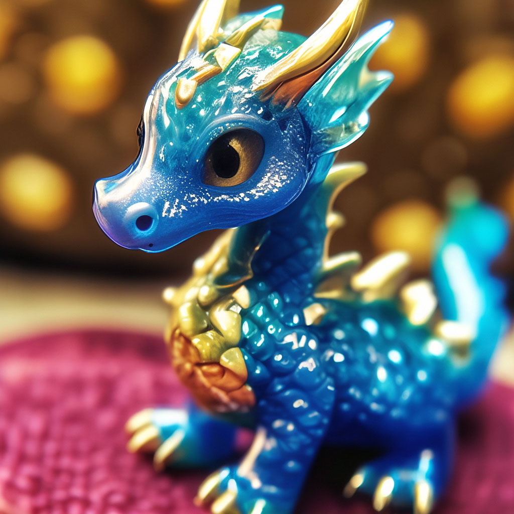 "Cute little epoxy resin dragon, figurine, lace, crystals, high ...