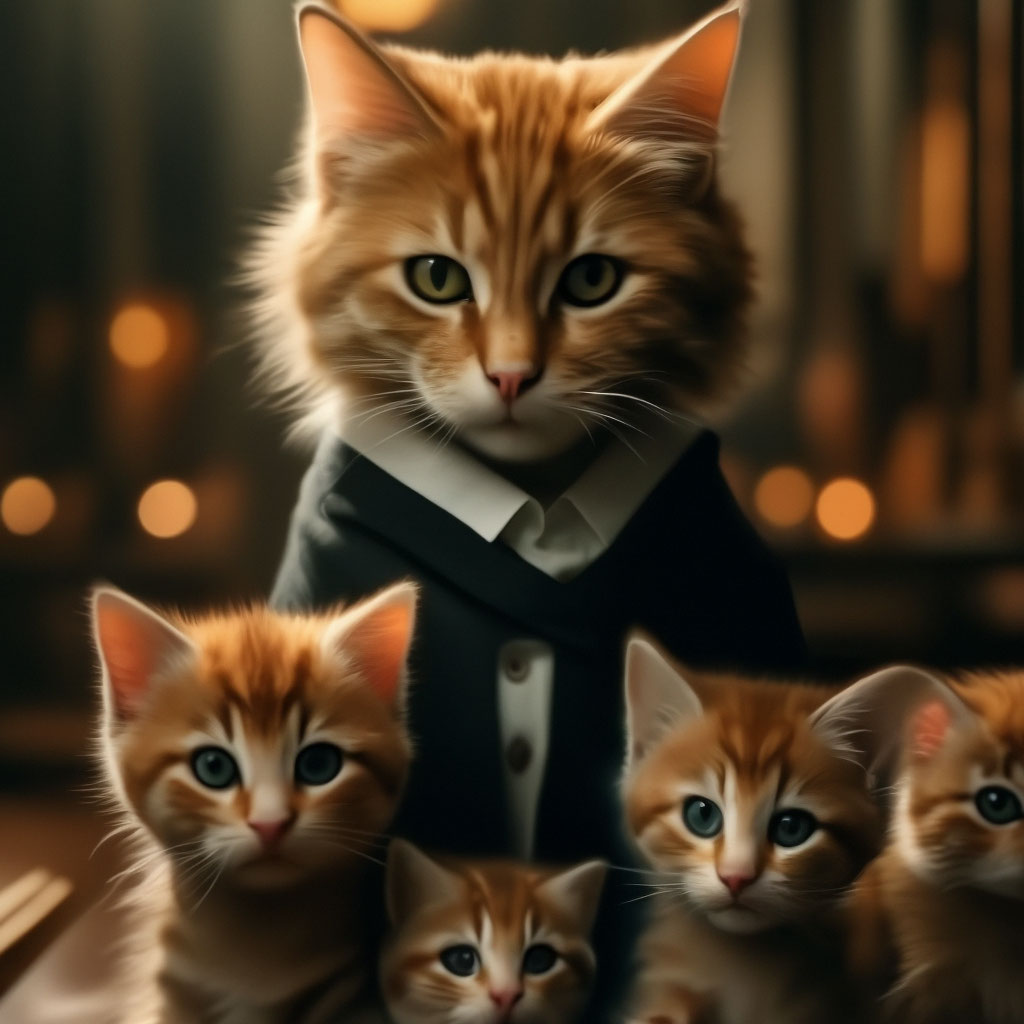 "The teacher is a cat who teaches kittens" — image created in Shedevrum