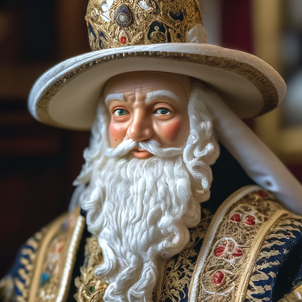 "Porcelain doll-an old man with a long beard, wearing a hat. Karabas ...