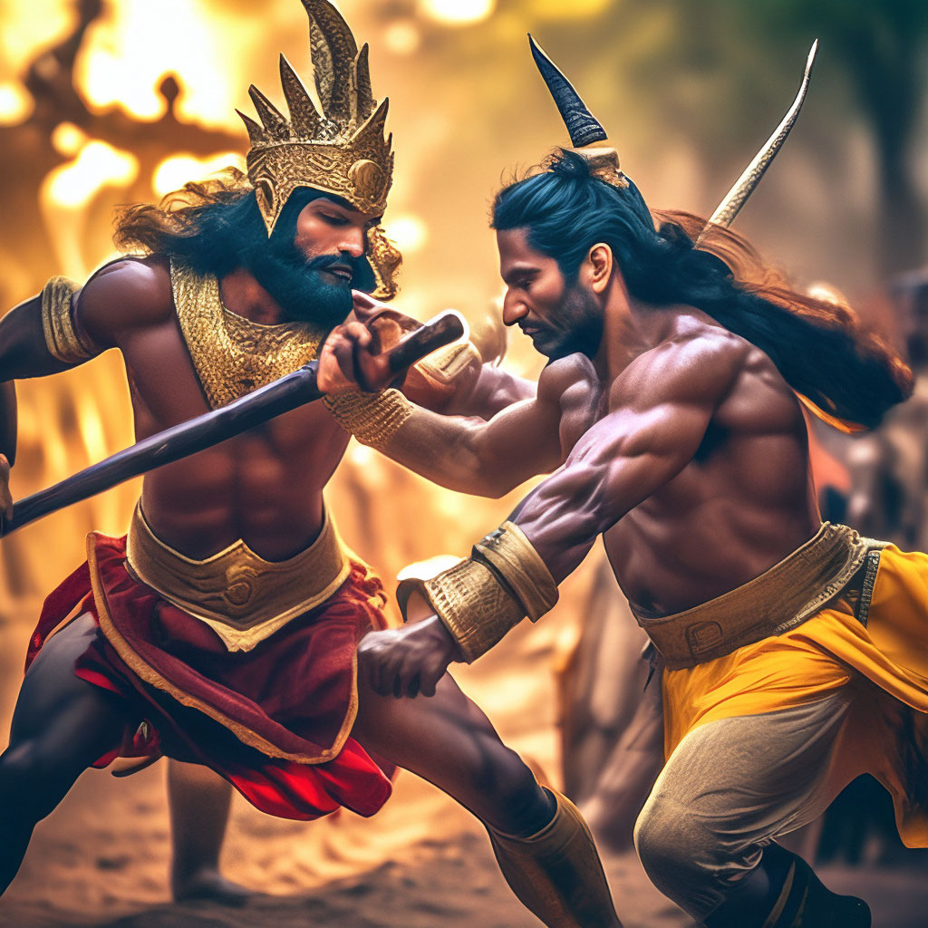 "Rama the hero of the epic Ramayana enters into battle with the ...