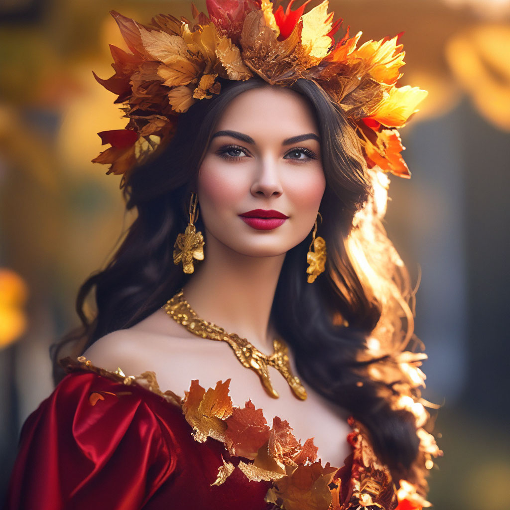 "The queen of autumn, fairy tale fairy, dark lush hair, brown eyes ...