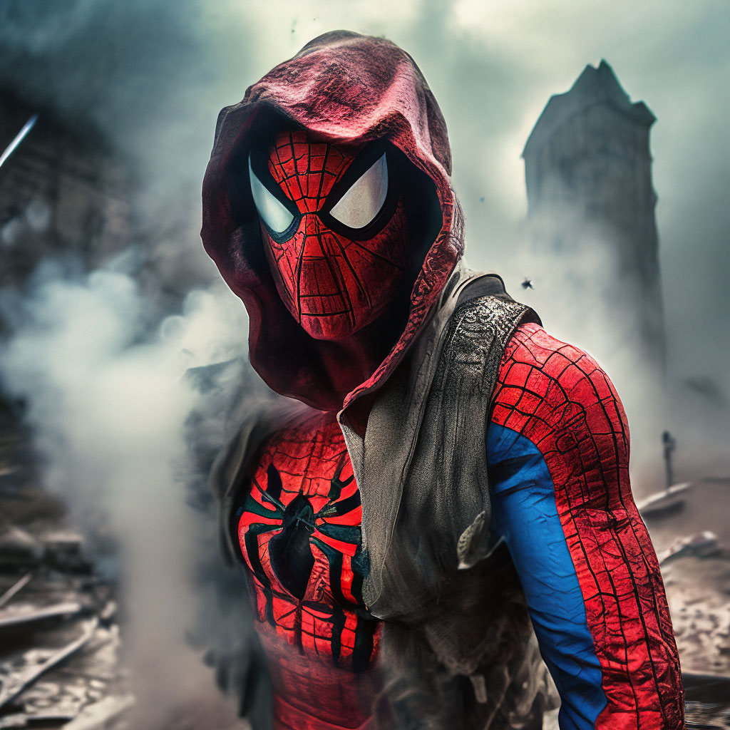 "Spider-Man without a mask soars vaping steam from his nose and mouth ...