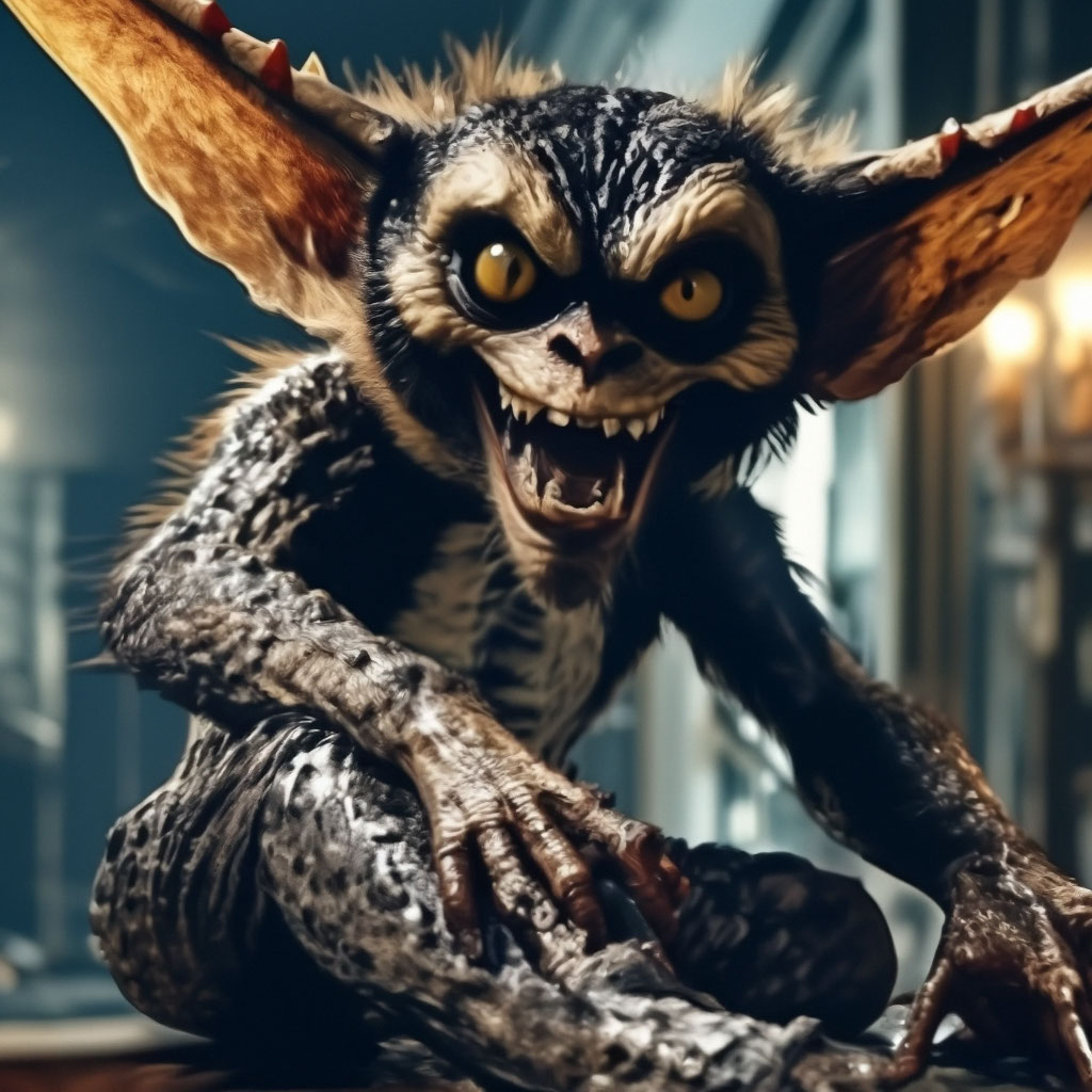 "Gremlins grabbed a man's leg and bite him, horror, dark fantasy ...