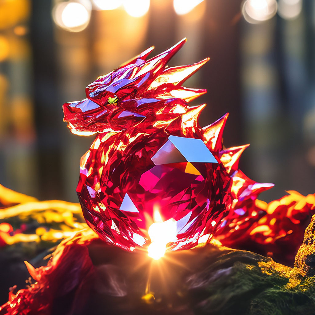 "Ruby, epic crystal dragon fire inside, aesthetically pleasing ...