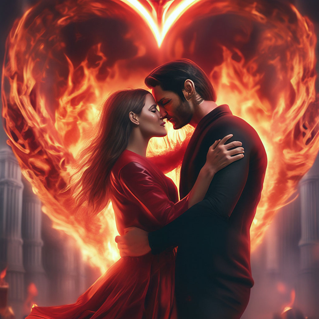 "The Burning Heart of Lucifer.Inside the heart, Lucifer and Chloe kiss ...
