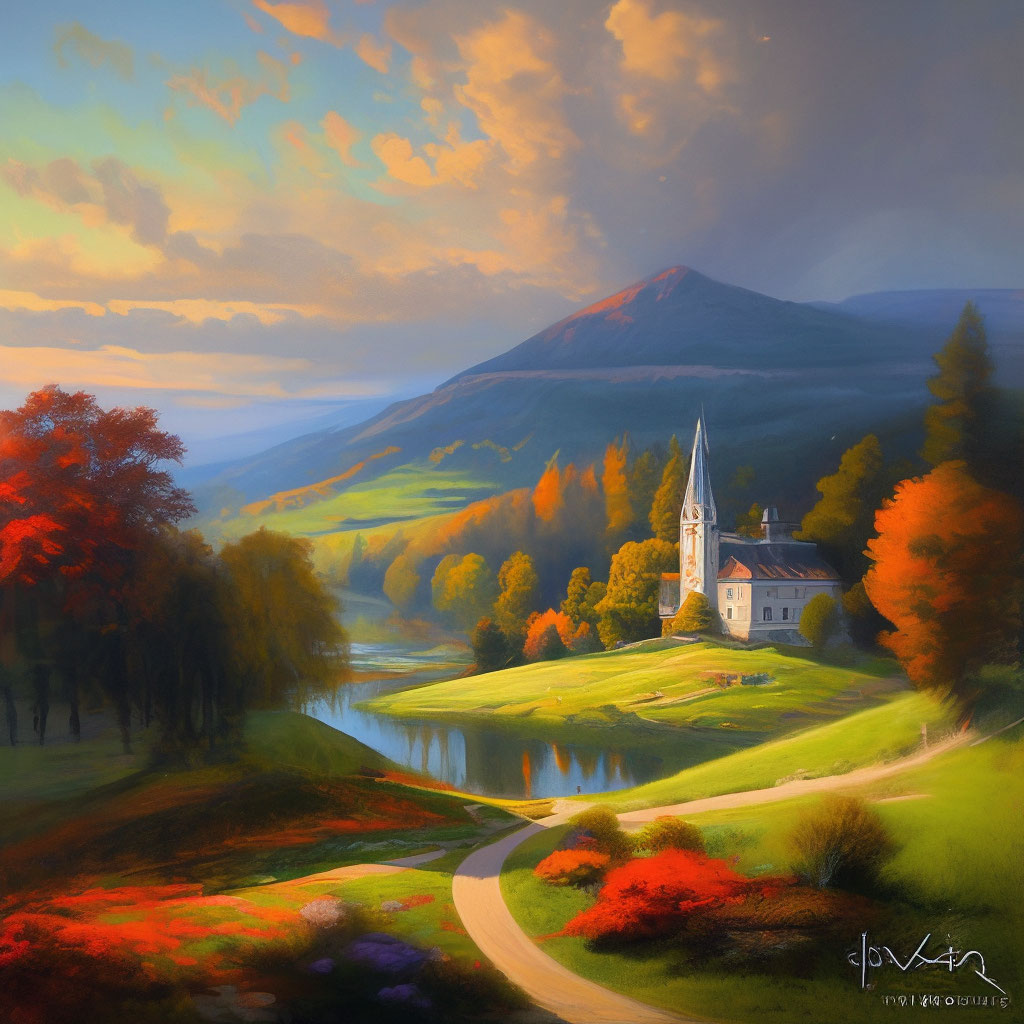 "Pictures in style landscape Artist Joseph Mehoffer" — image created in ...
