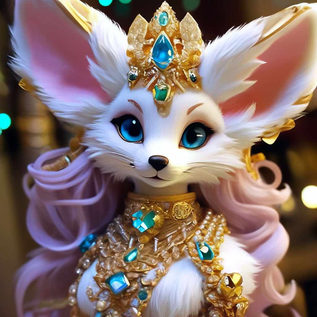 "Fabric figurine, chibi version, portrait, anthropomorphic fennec ...