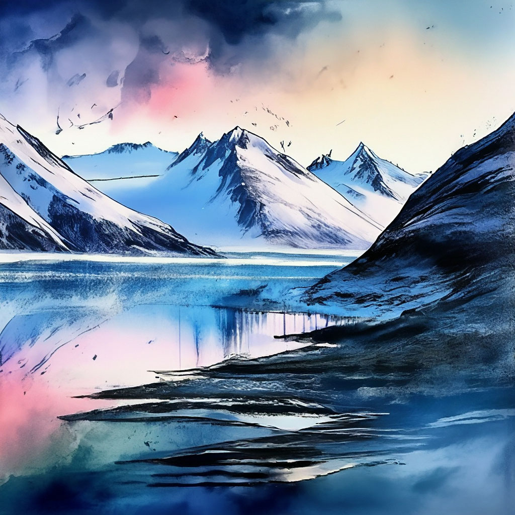 "Svalbard, watercolor…" — image created in Shedevrum