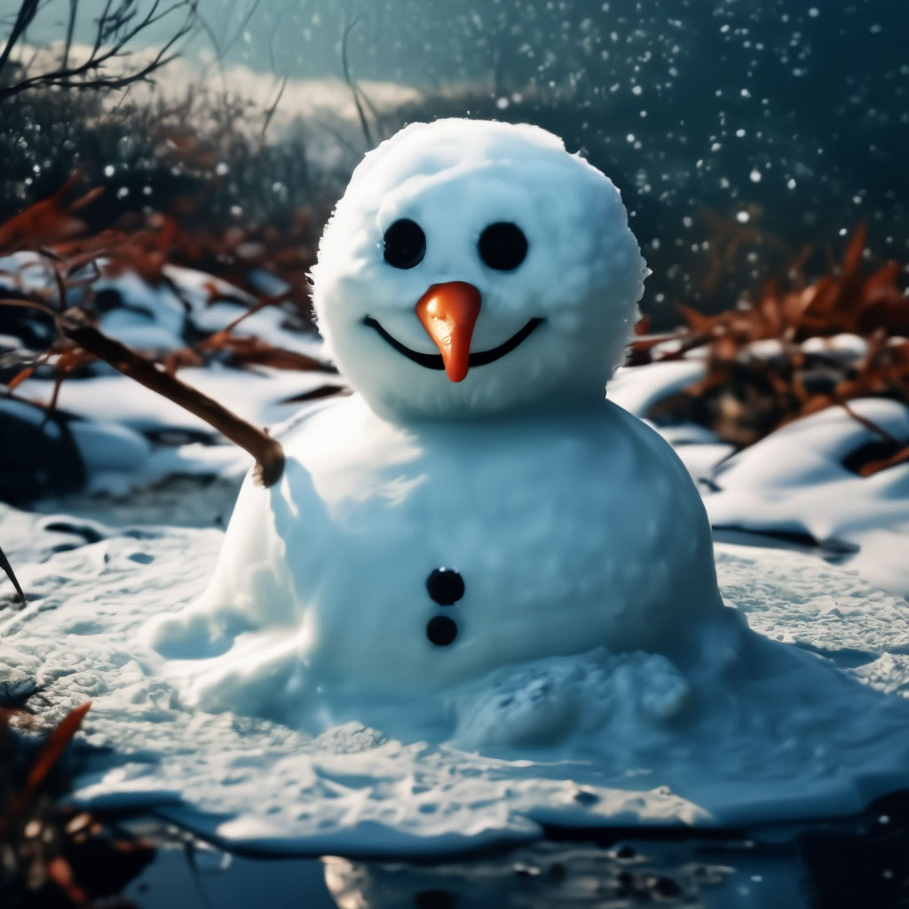 "The snowman is melting(((" — image created in Shedevrum