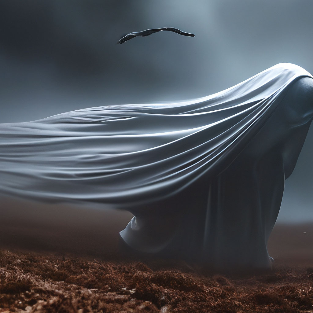 "Ghost hovering above the ground, gothic, drawing details, leather ...