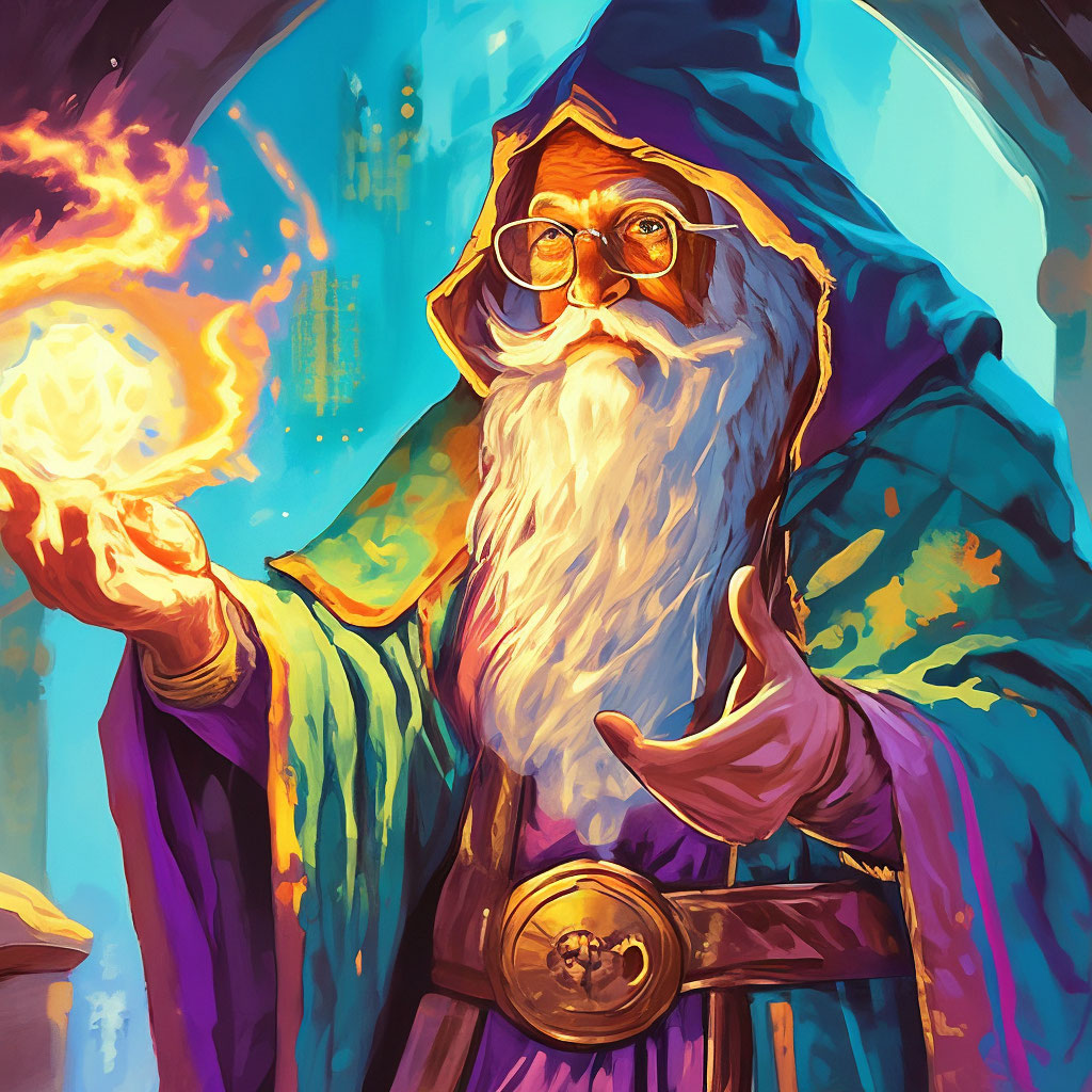 "The old wizard, graphics, fantastic illustration in the style of the ...
