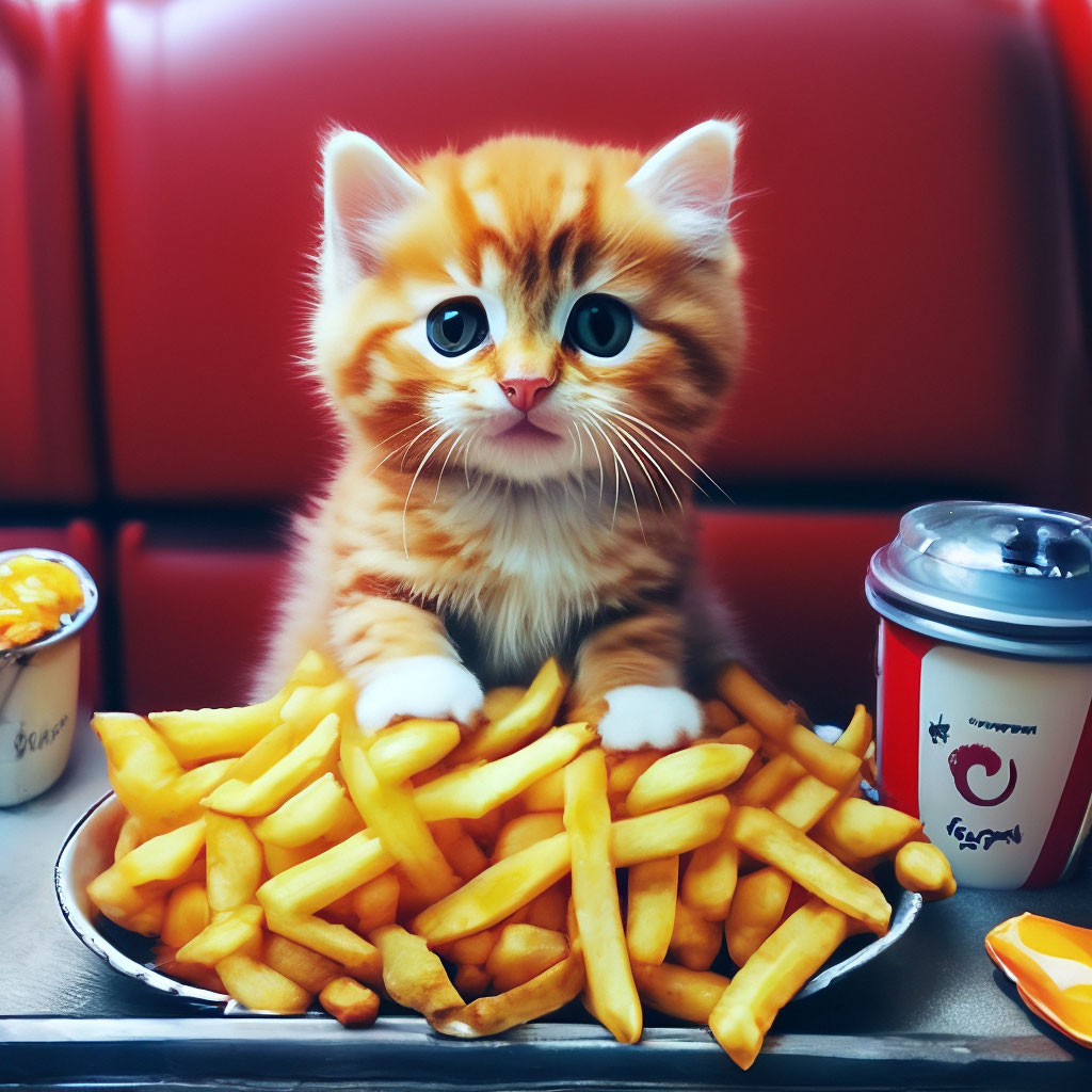 "French fries + Kitty" — image created in Shedevrum