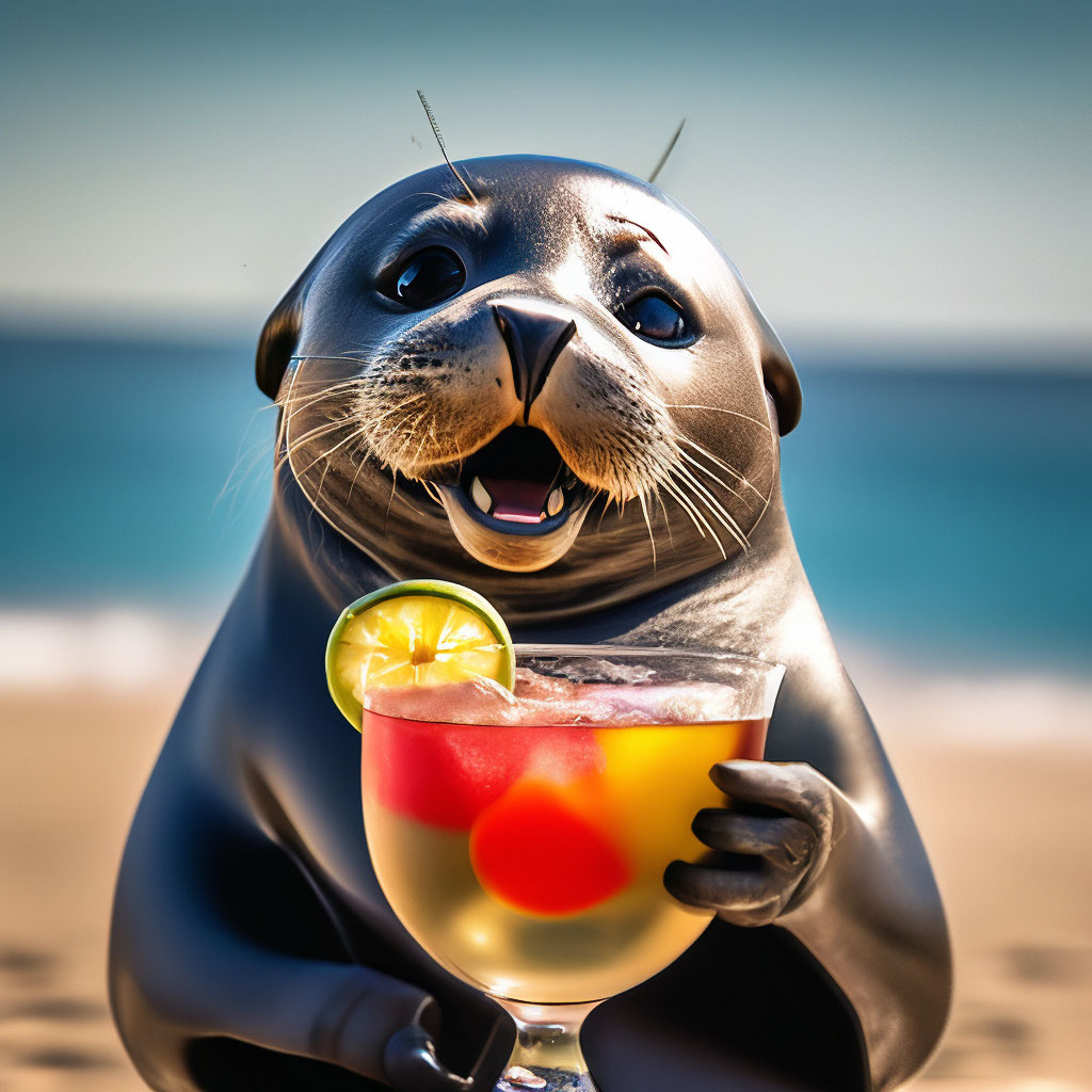 "Seal, funny, laughing, emotional, funny, on the beach, drinking a ...