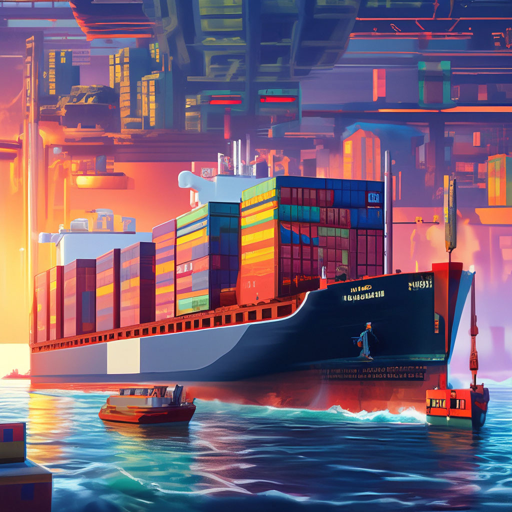 "Mega ship that transports containers with cargo, Pixel art" — image ...