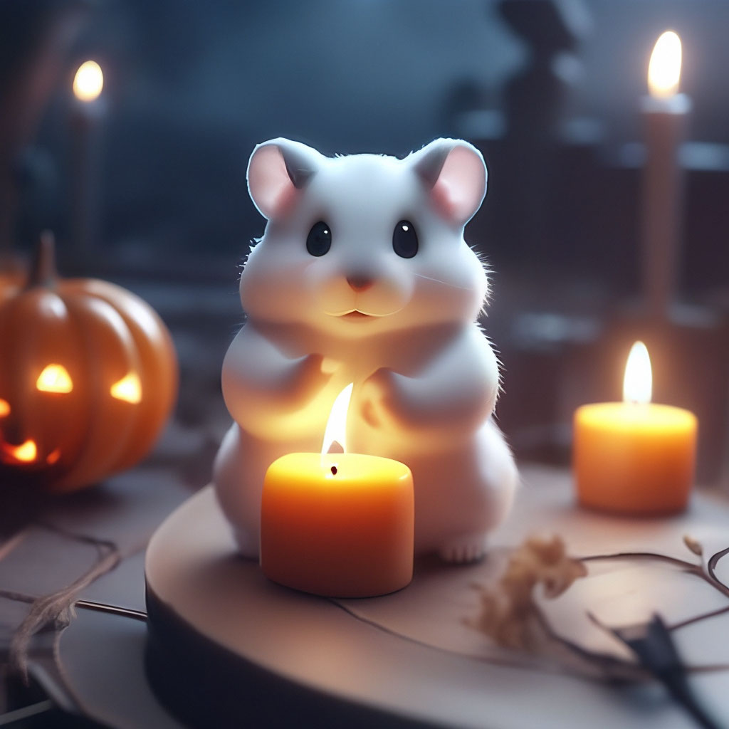 "Halloween horror👻🔮. Hamster ghost with a candle., close-up, high ...