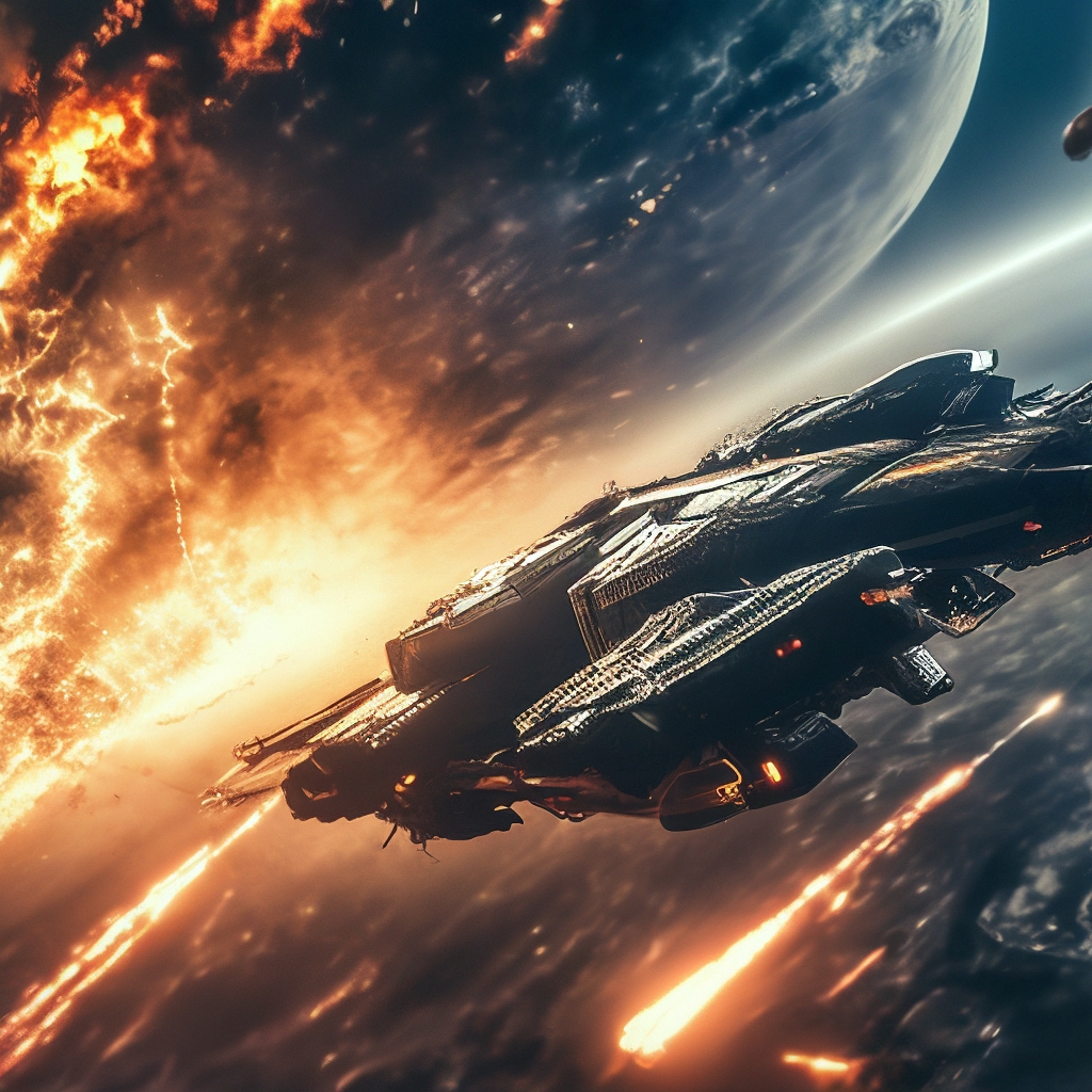 "Starship dogfight, space, stars,fire, explosions, 4k, , professional ...