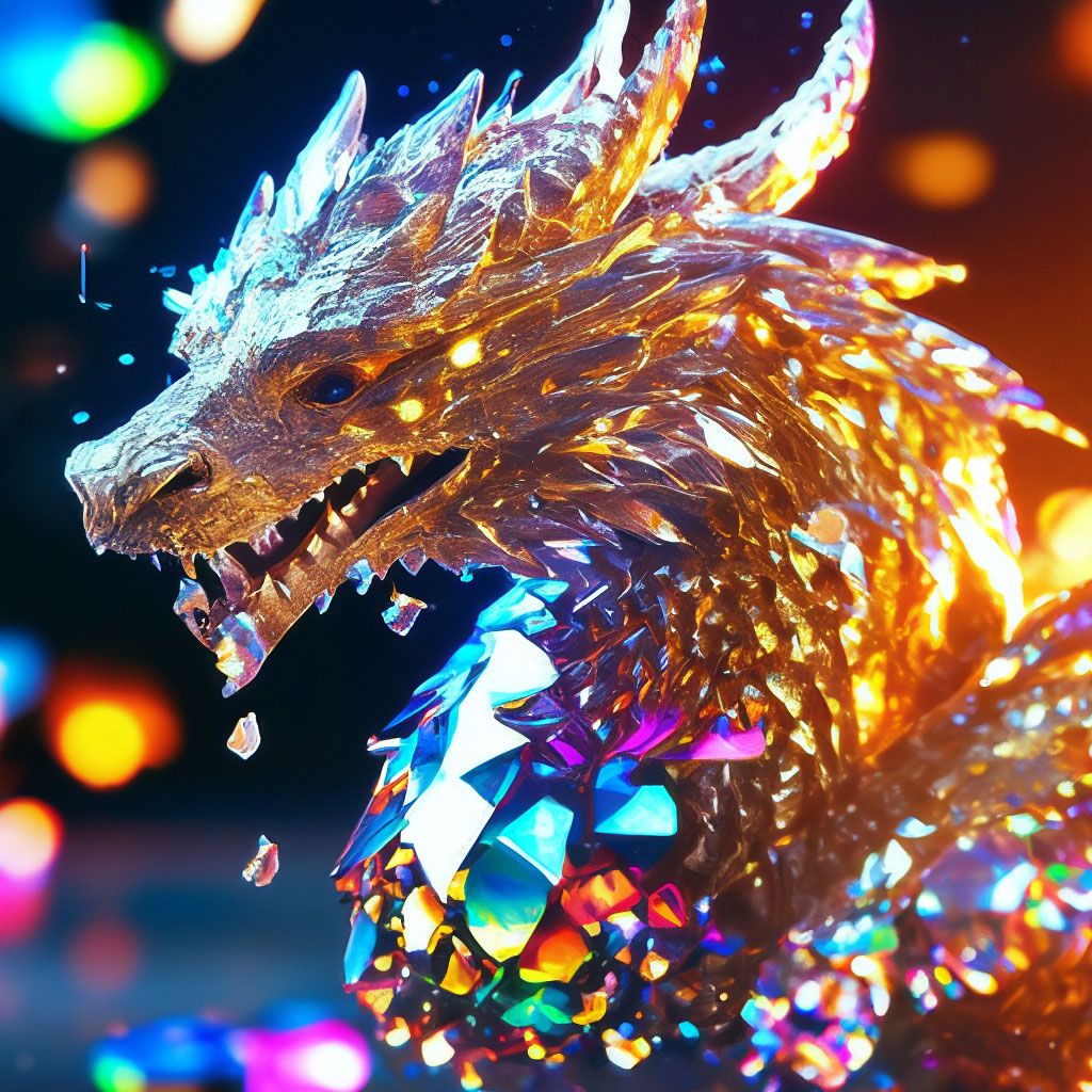 "Hyperrealism, beautiful anthropomorphic dragon-cerberus of diamond ...
