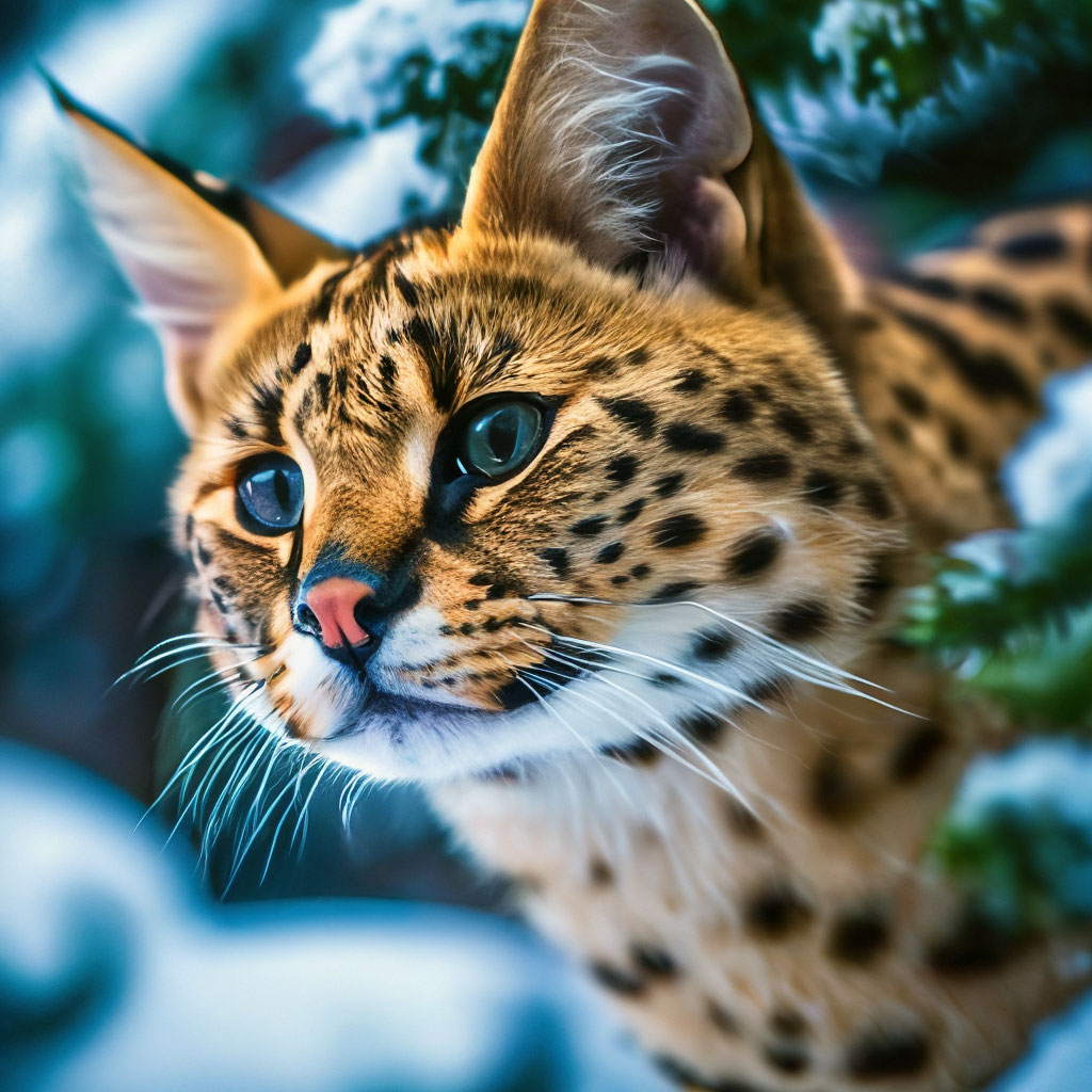 "The cat serval,professional photo,15mm,f/2.8,1/500s,iso2000,bottom-up ...