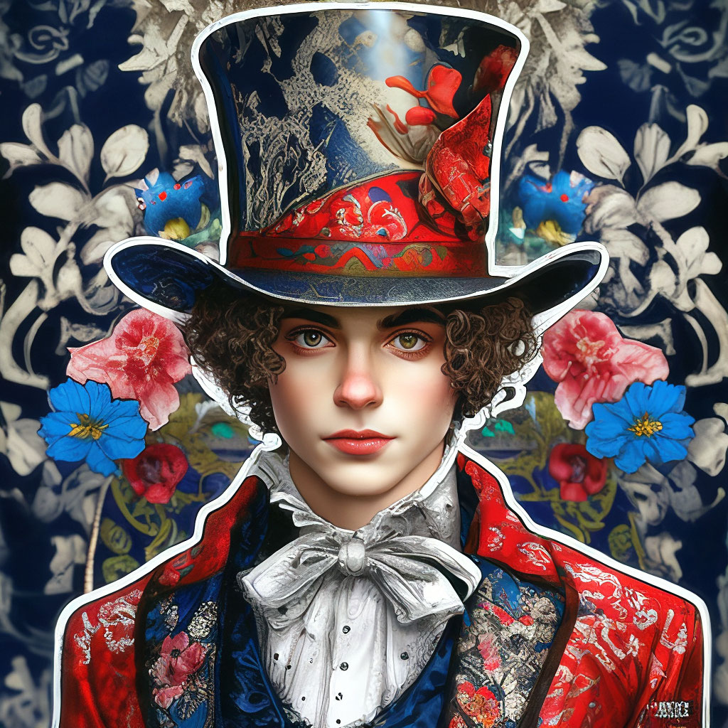 "Sticker 1/3 : realistic young man hatter from the fairy tale Alice in ...