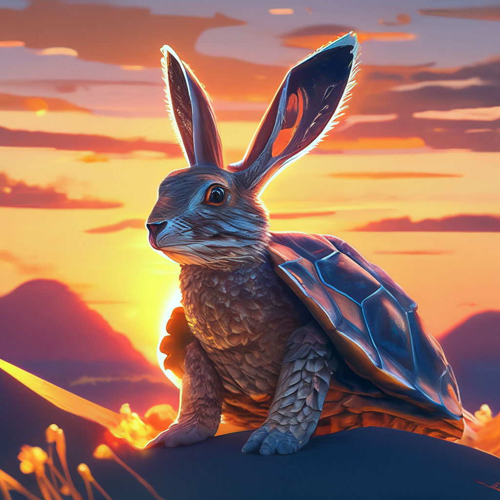 "A hybrid of a hare and a turtle" — image created in Shedevrum