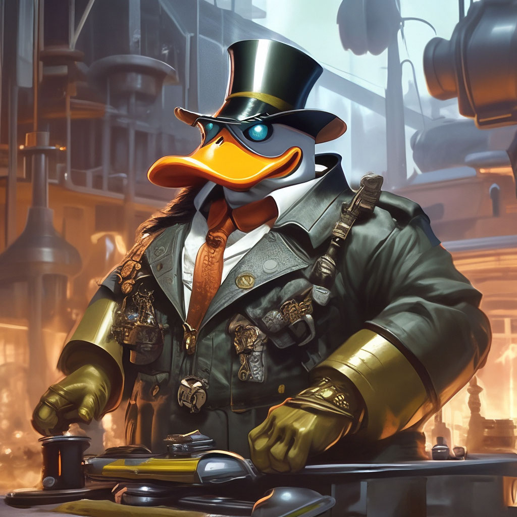 "The evil duck scrooge madak" — image created in Shedevrum